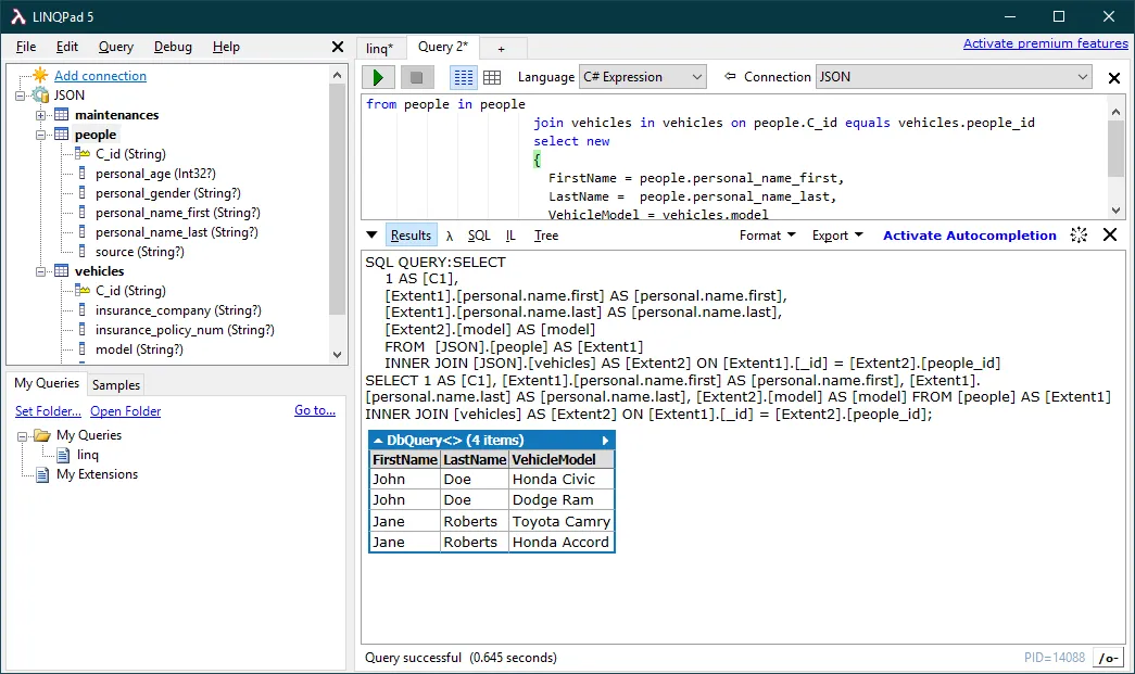 LINQPad でBASE のデータを操作する方法 | ナレッジベース | CData Software Japan
