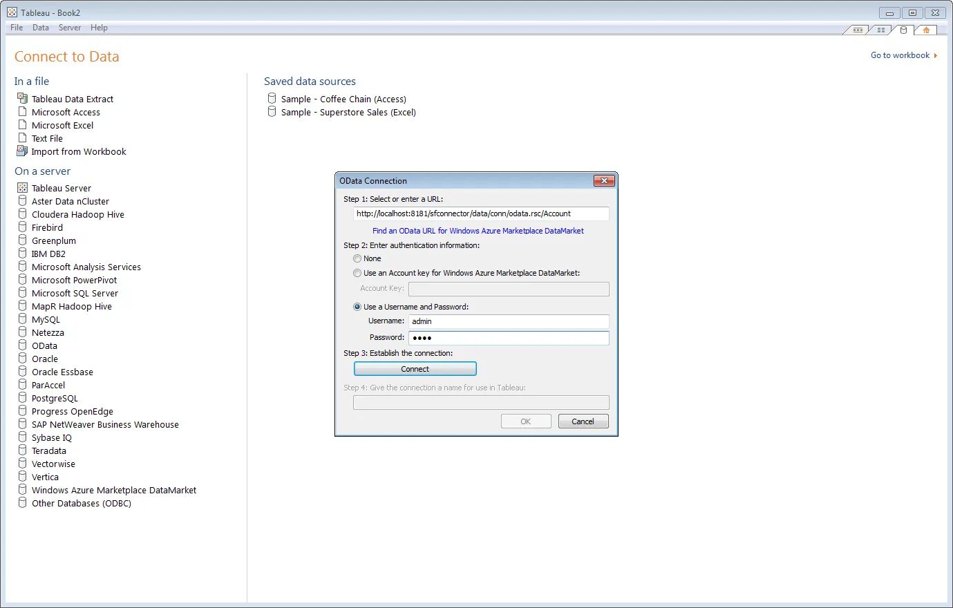 Tableau からOneNote にOData フィードとして接続する方法 | ナレッジベース | CData Software Japan