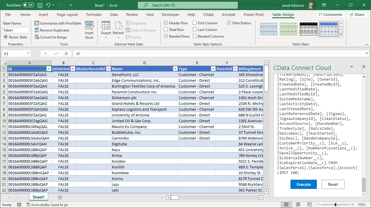 Access Live BigQuery データ in Excel (Desktop) via Connect AI | ナレッジベース | CData Software Japan