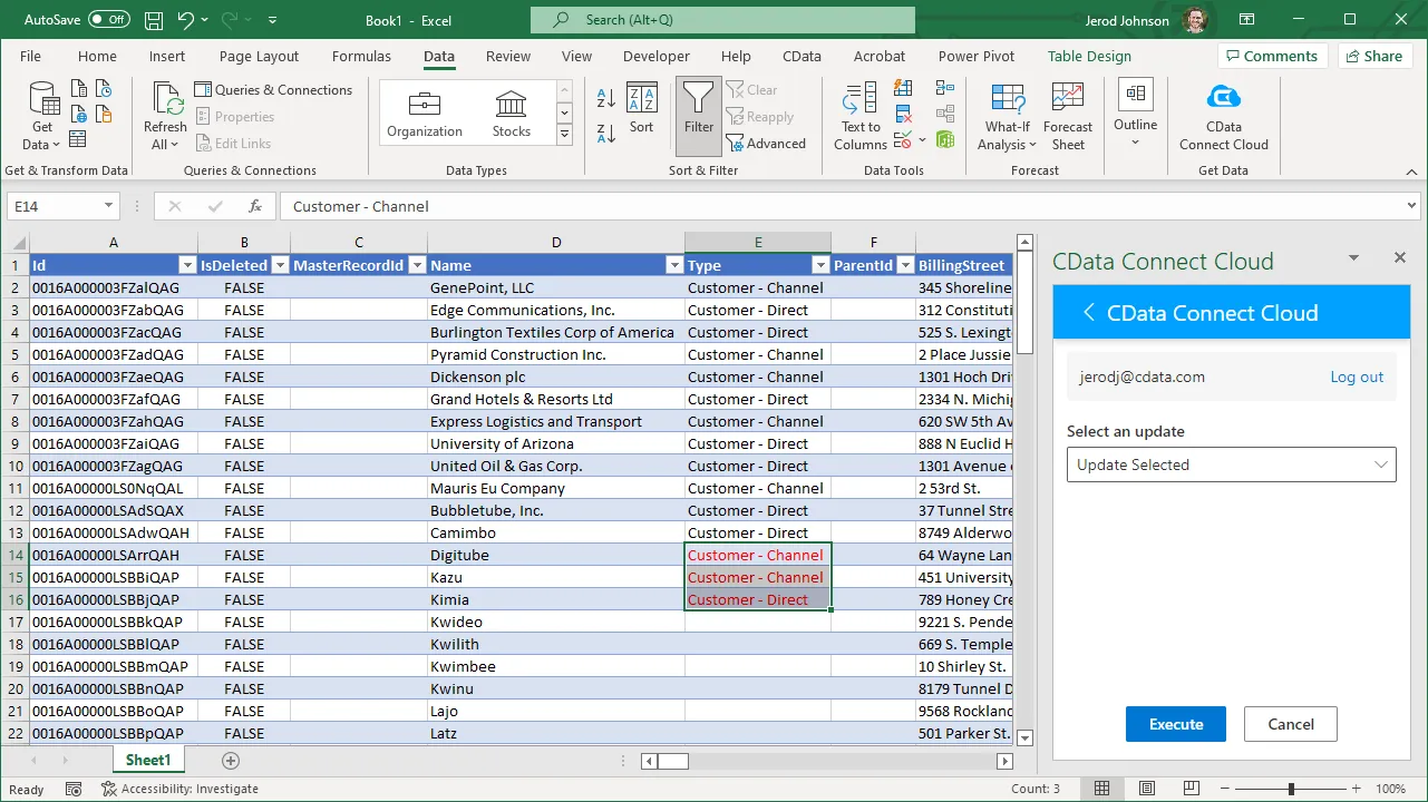 Access Live SAP Business One データ in Excel (Desktop) via Connect Cloud | ナレッジベース | CData Software ...