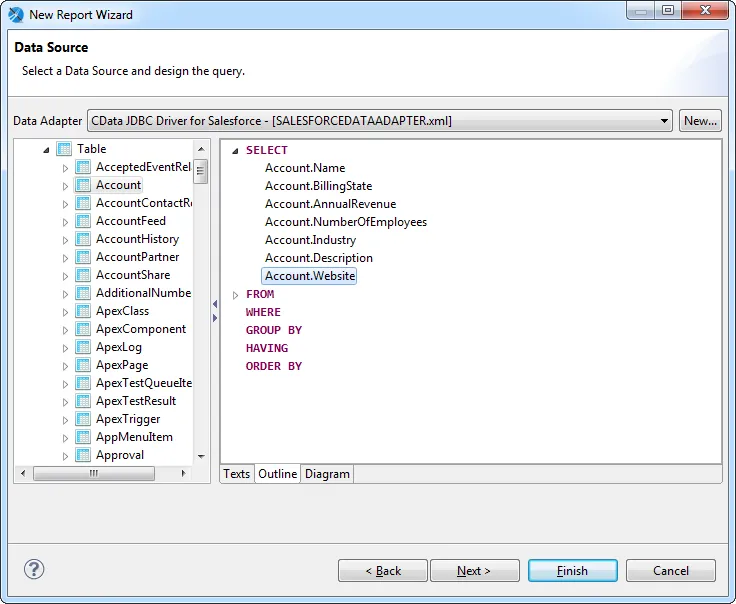 Jaspersoft Studio からCSV のデータに接続する方法 | ナレッジベース | CData Software Japan
