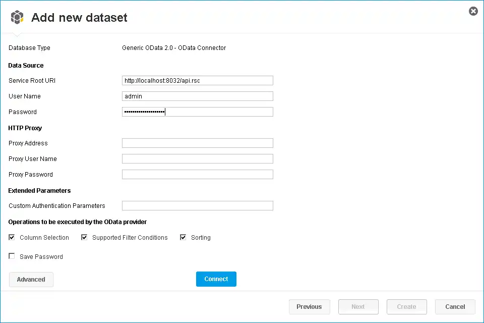 SAP Lumira でSQL Server のOData Feeds を取り込み | ナレッジベース | CData Software Japan