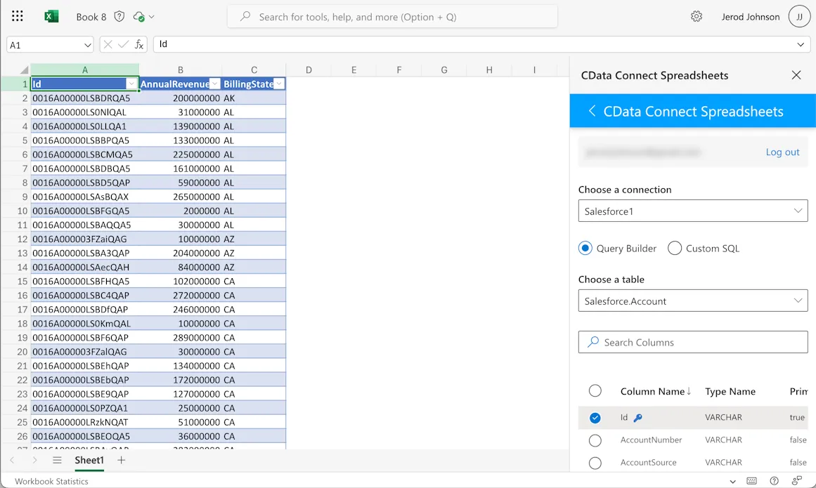 Access Live Oracle Eloqua Reporting データ in Excel for the Web (Excel 365 ...